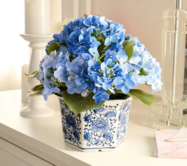 Dennis Basso Hotel Du Cobb Faux Hydrangea With Ceramic Pot