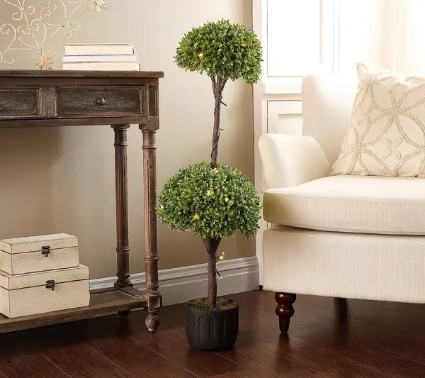 GARDEN REFLECTIONS Lit 2-tier Faux Bonsai Topiary In Pot