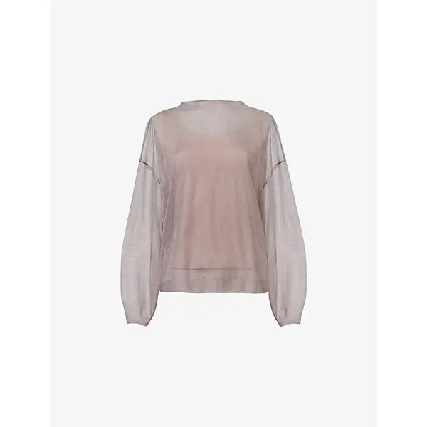 LEEM Long-sleeve Mesh Knit Top
