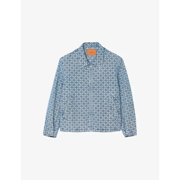 Sandro Monogram Print Denim Jacket - Denim - Jean