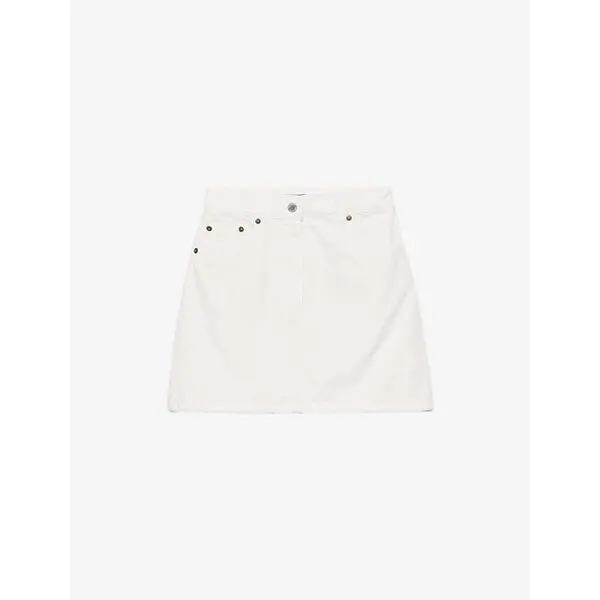 Prada Logo-embellished Denim Mini Skirt