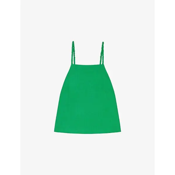 Maje Straight-neck Backless Stretch-woven Top - Verts