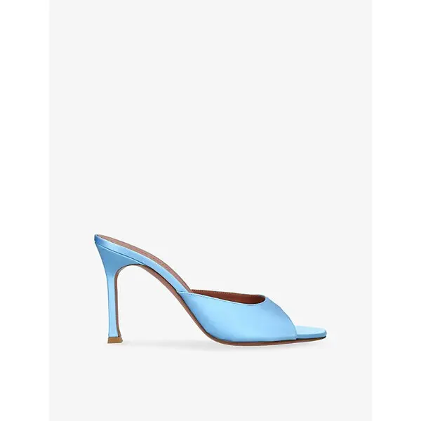 Amina Muaddi Alexa 95 Satin Heeled Mules - Blue