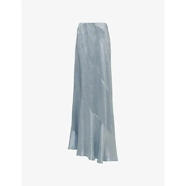 LEEM Asymmetric Panelled Satin Maxi Skirt