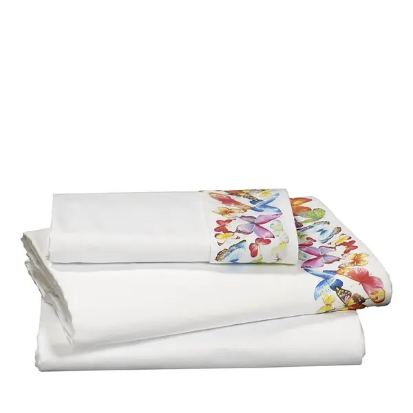 DEA LUXURY LINENS Palm Beach Farfalle Butterfly Sateen Sheet Set, Twin