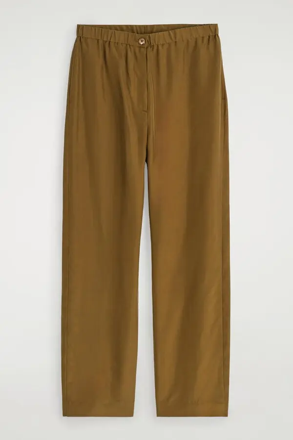 Cos Relaxed Fit Silk Pants - Beige