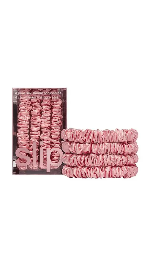 Slip Set Of 4 Skinny Scrunchies - Rose