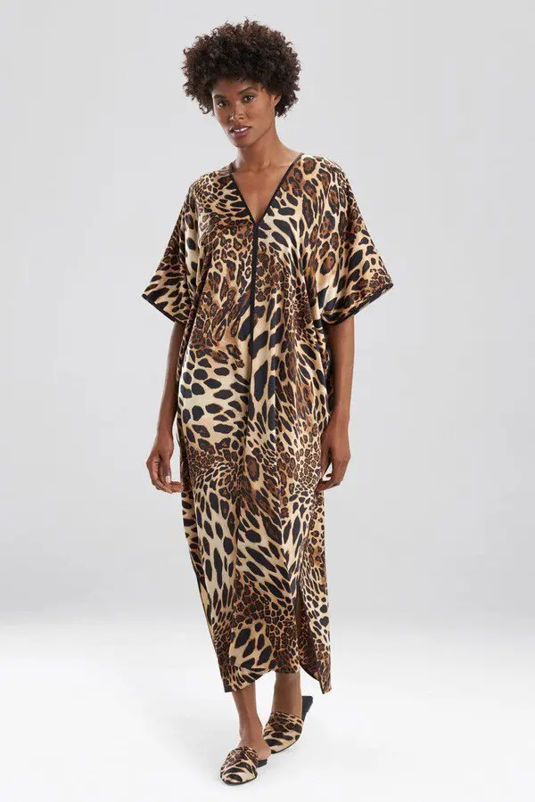 Natori Luxe Leopard Printed Kaftan