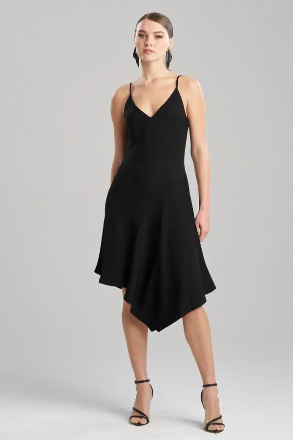 Natori Stretch Crepe Asymmetric Dress - Black