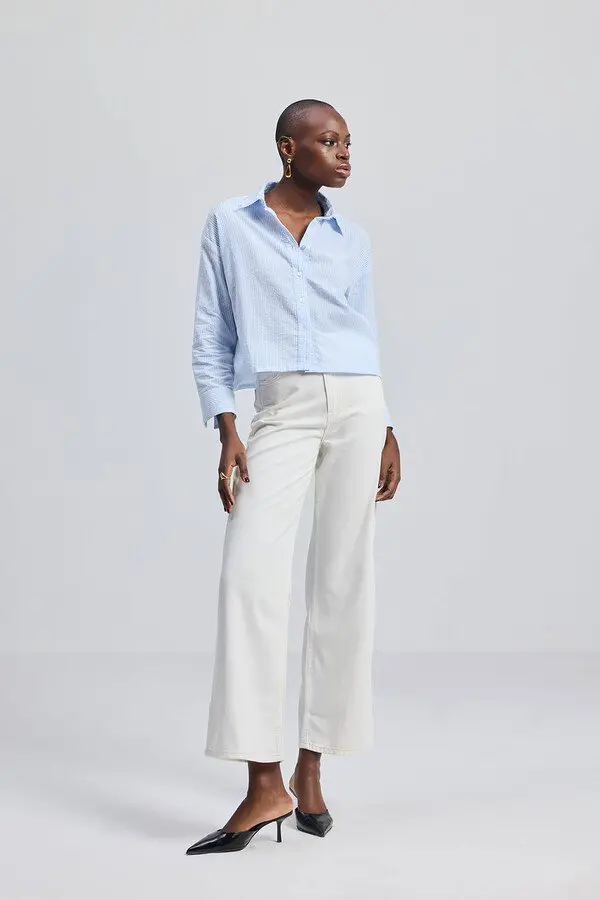 REISTOR Crop Striped Shirt - Stripe