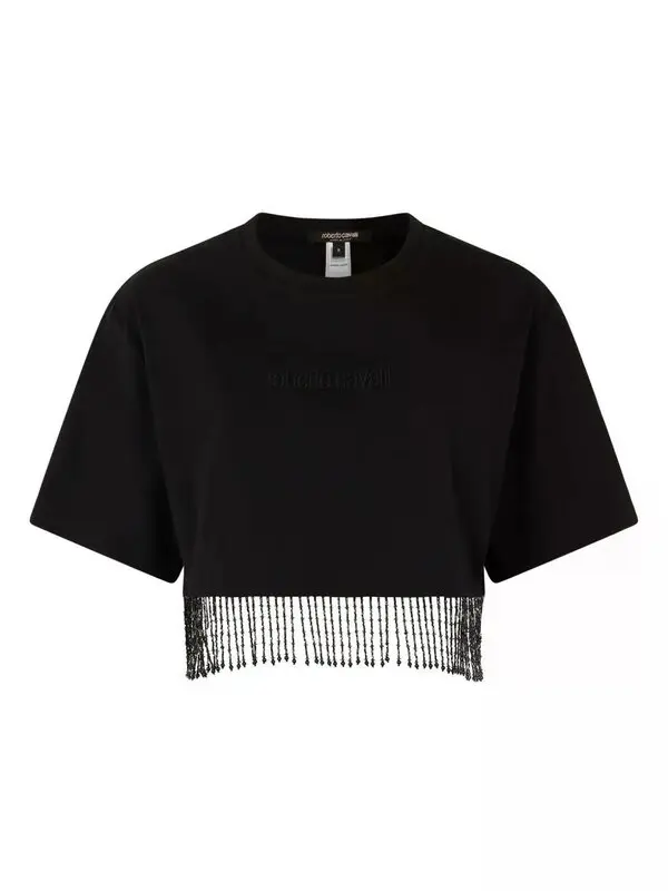 Roberto Cavalli Beaded Fringe Crop Top