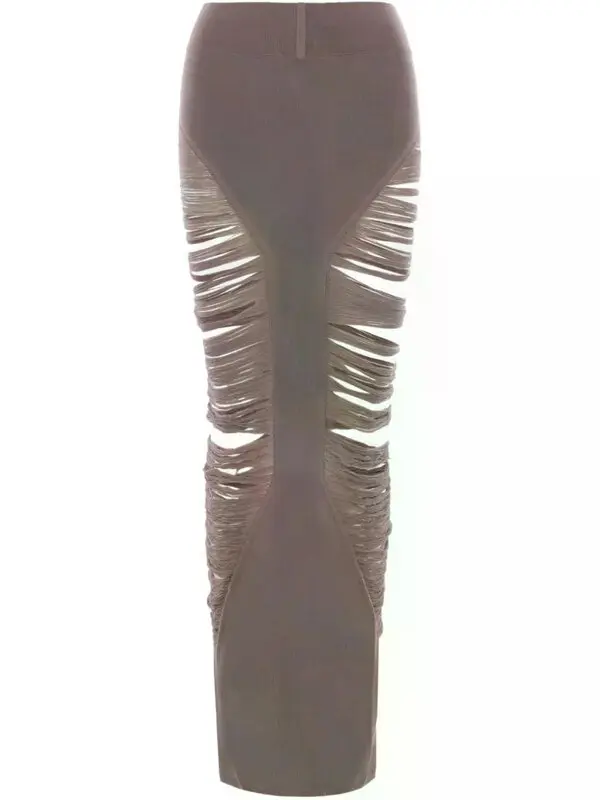 Rick Owens Pillar Fringed Midi Skirt - Neutrals