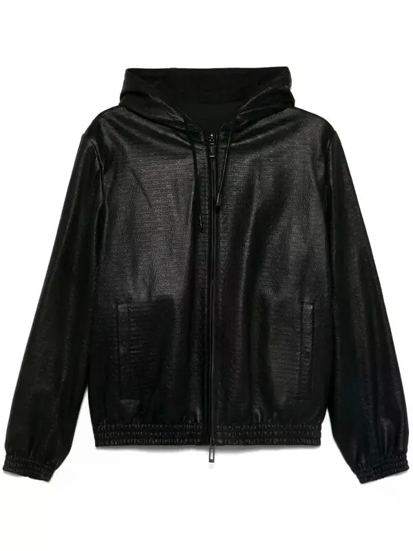 Emporio Armani Logo-Embossed Reversible Jacket - Black | Editorialist