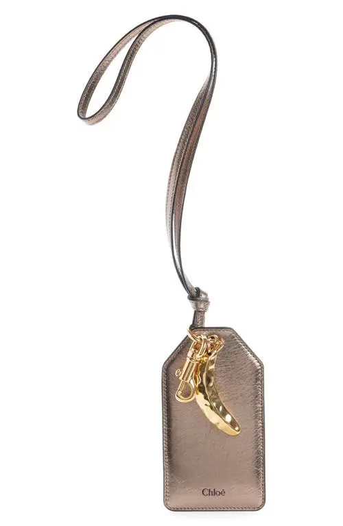 Chloé Banana Metallic Leather Bag Charm - 074 Shiny Grey