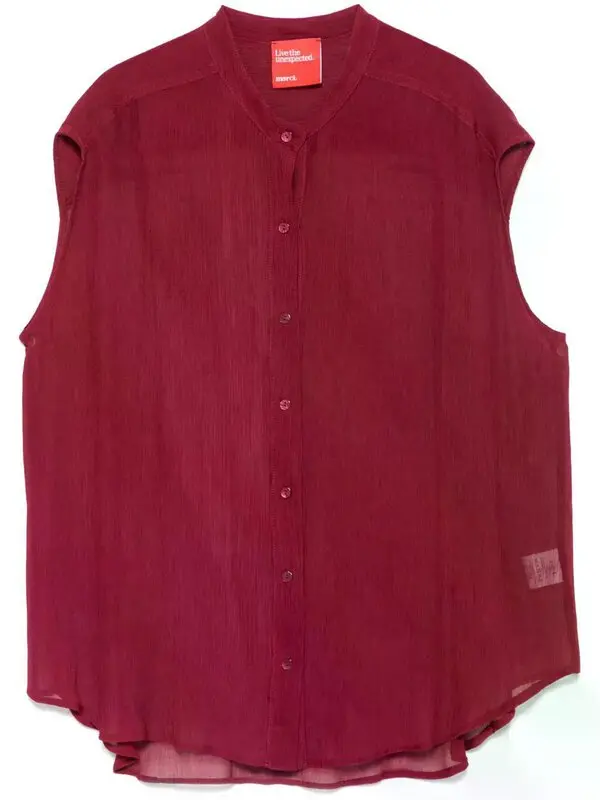 MERCI Semi-sheer Sleeveless Shirt - Red