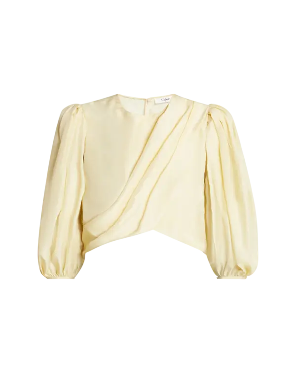 Chloé Draped Cropped Top - Powder Yellow