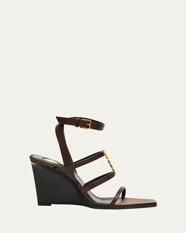 Saint Laurent Cassandra Wedge Sandals - Nero