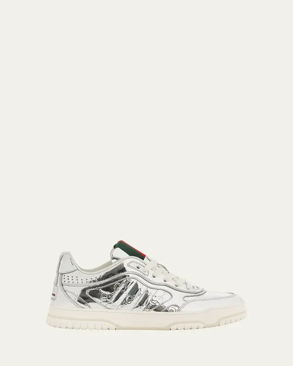 Gucci Reweb Gg Low-top Metallic Leather Sneakers