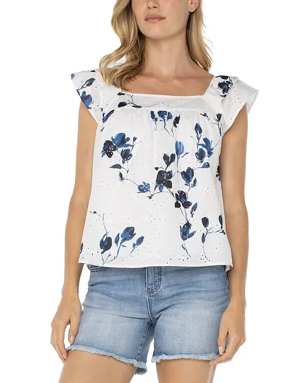 LIVERPOOL Eyelet Square Neck Top