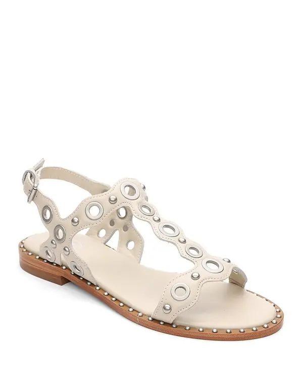 Ash Embellished Leather Sandals - Cream