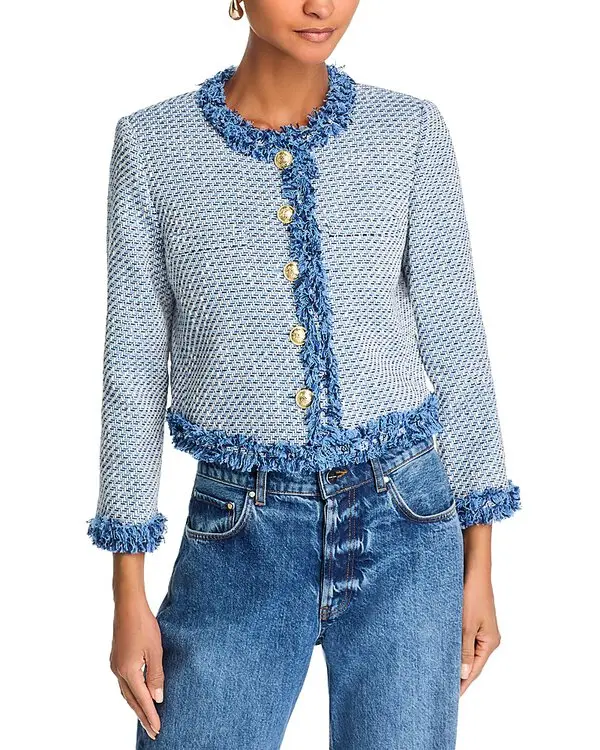 Derek Lam 10 Crosby Asuka Cropped Jacket In Indigo Multi 79% Off