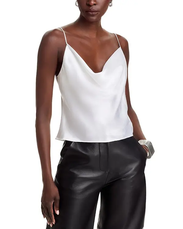 L'Agence Calista Silk Cowl Neck Camisole - White