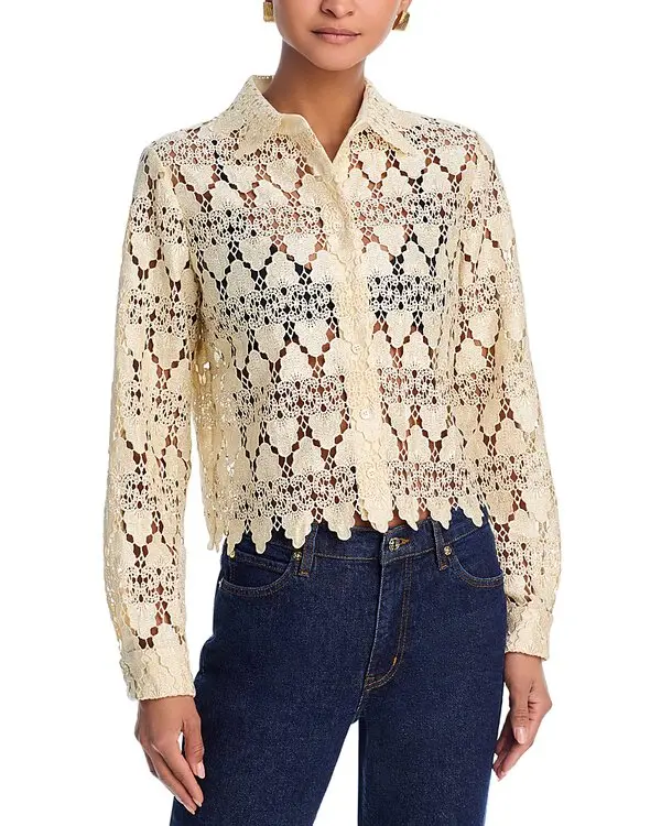 FRAME Lace Collared Shirt - Ecru