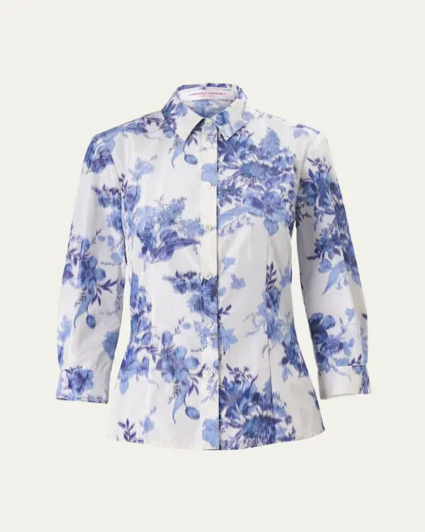 Carolina Herrera Floral Button-down Icon Blouse