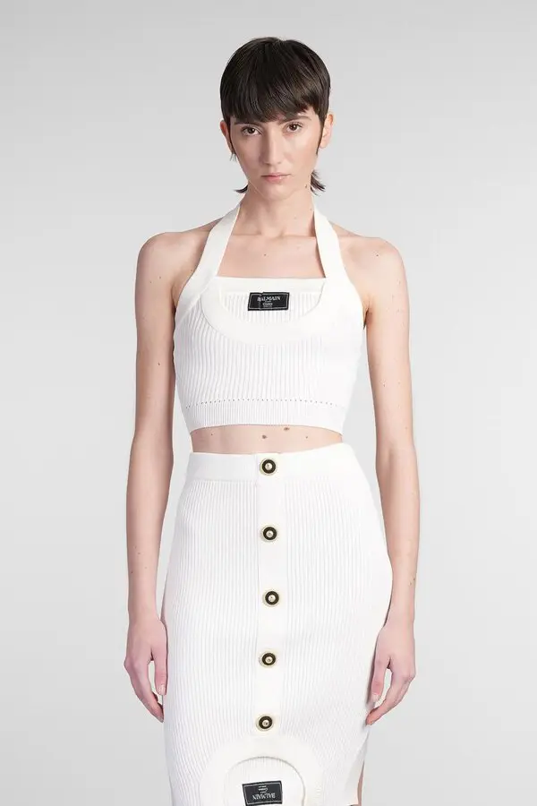 Balmain Ribbed Knit Backless Top