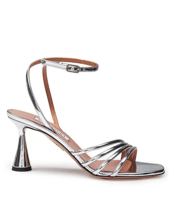 AQUAZZURA Mirror-effect Leather Sandals - Silver
