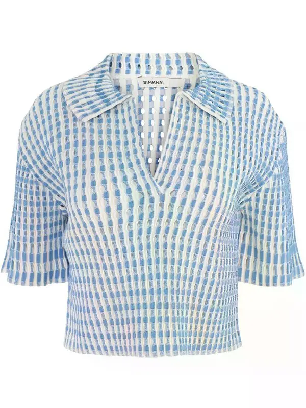 Simkhai Adley Cropped Polo Top - Blue