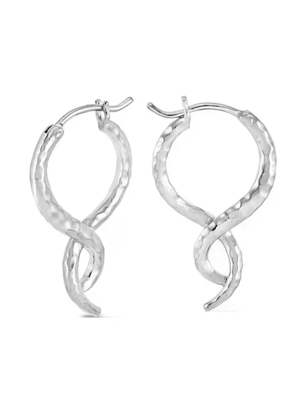DOWER AND HALL Small Entwined Double Twist Hoop Earrings - Silver