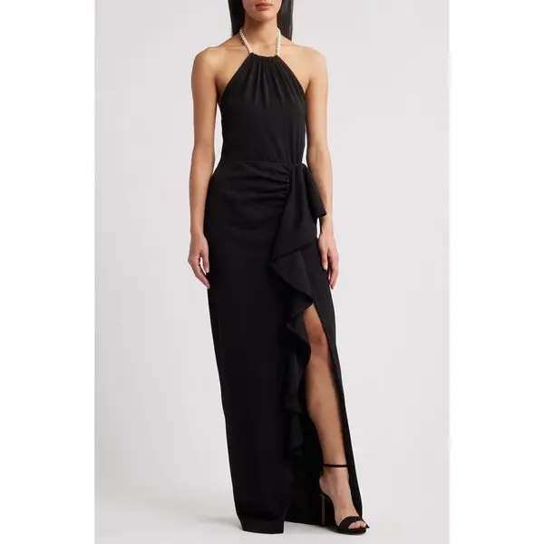 Black Halo Erwen Halter Gown