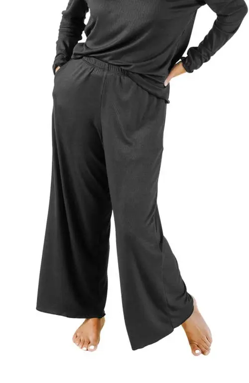 POPLINEN Hedy Ribbed Modal Lounge Pant - Black