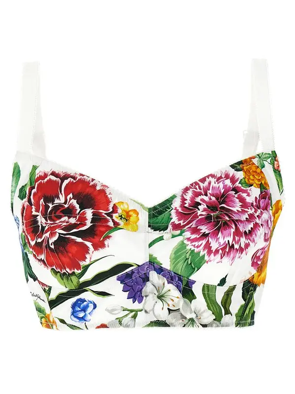 Dolce & Gabbana Bouquet' Print Bustier Top - Multicolor