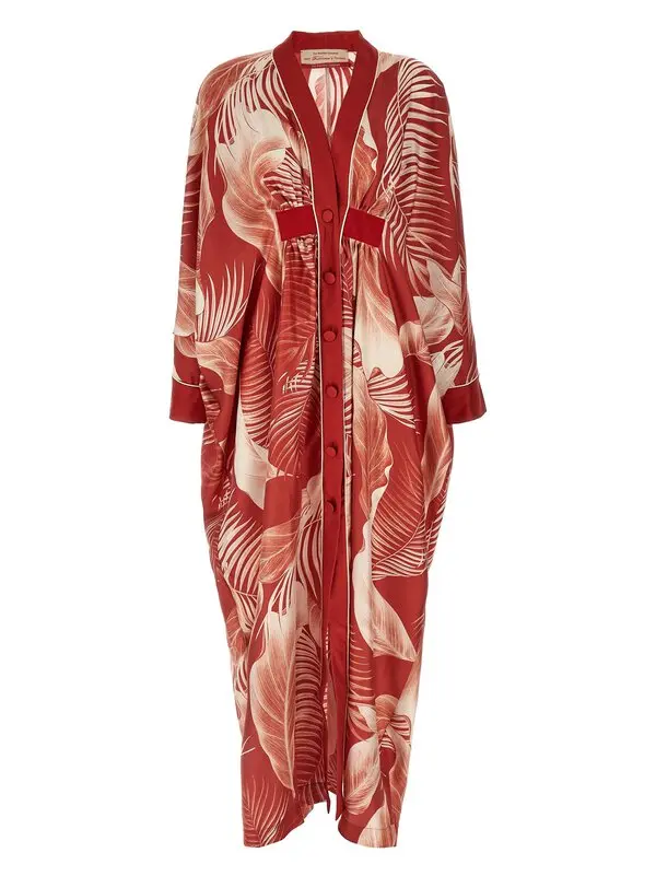 F.R.S For Restless Sleepers Icelos Printed Silk Dress In Red