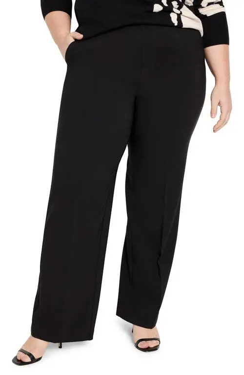 NIC+ZOE Lenox Stretch Wide Leg Suit Pants - Black Onyx