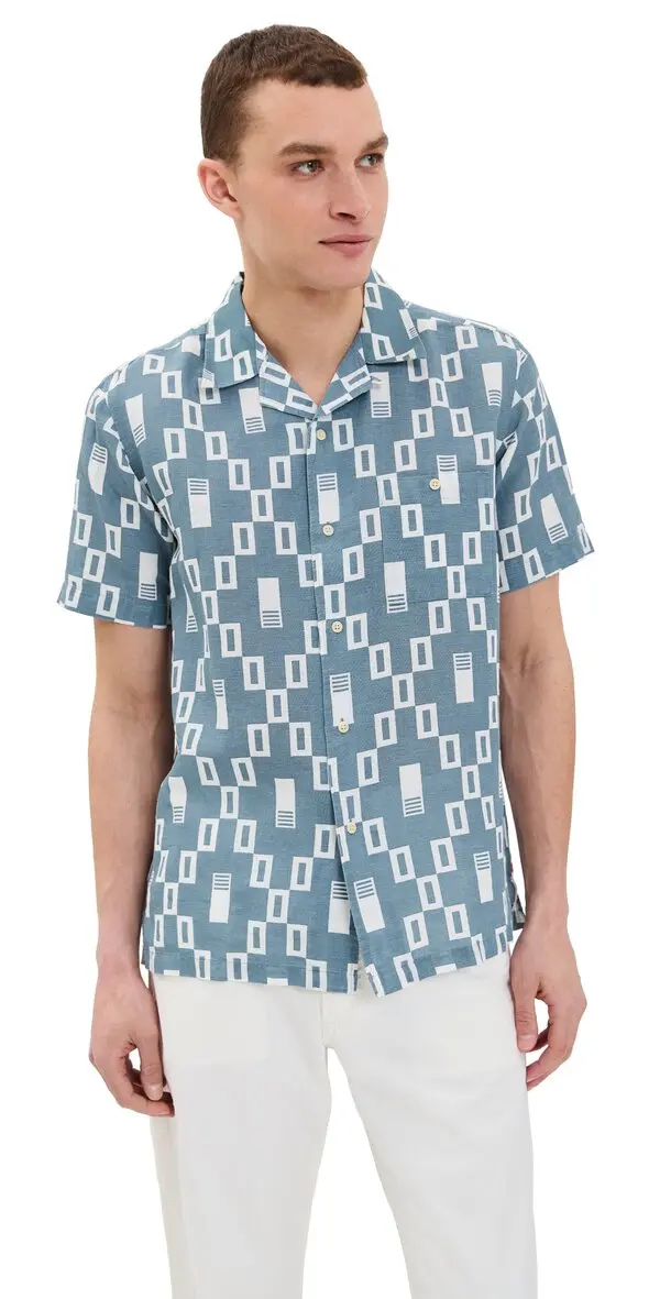 FAR AFIELD Selleck Ceatano Print Camp Shirt