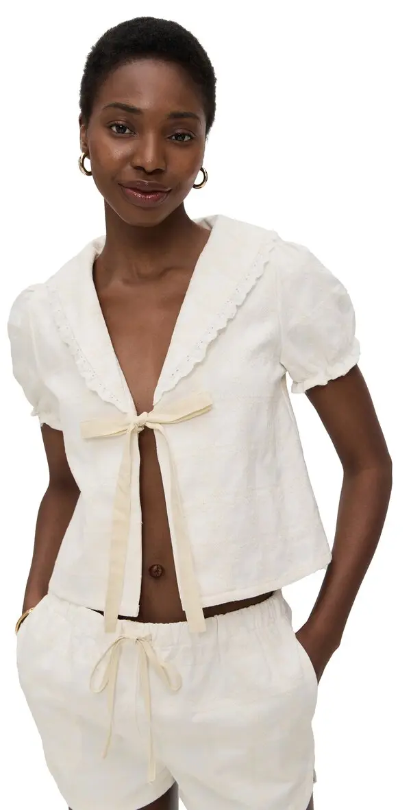 BAILEY ROSE Eyelet Twill Top