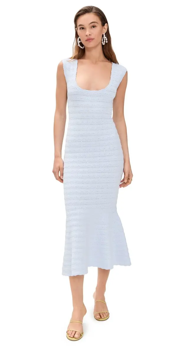 LoveShackFancy Leigh Midi Dress - Morning Sky