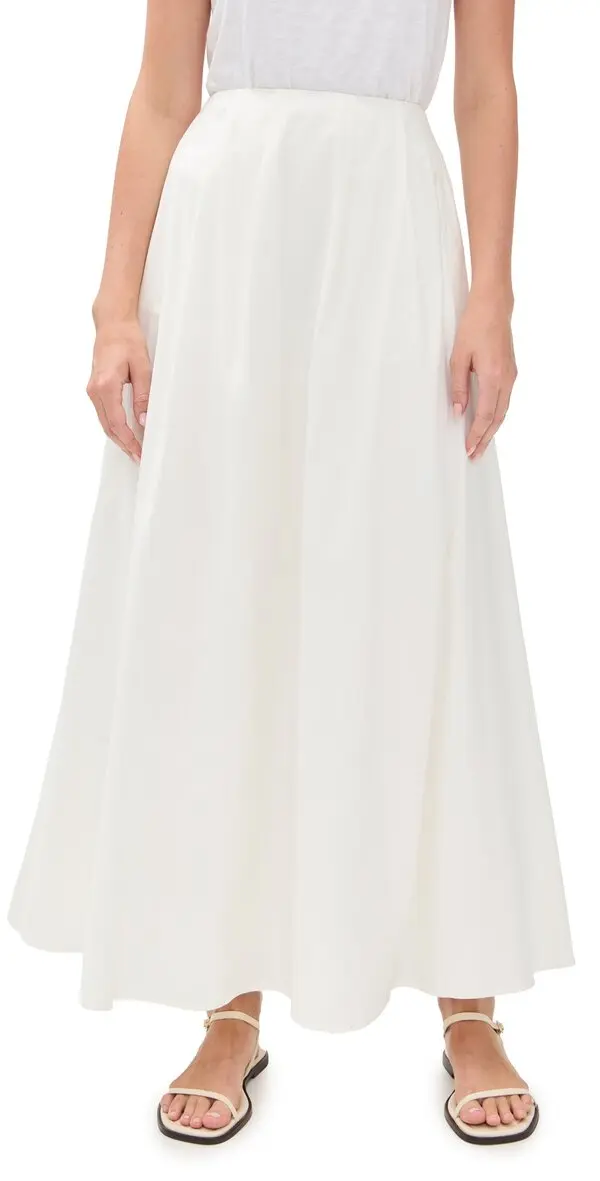 REFORMATION Stretch Poplin Pleated Skirt - White