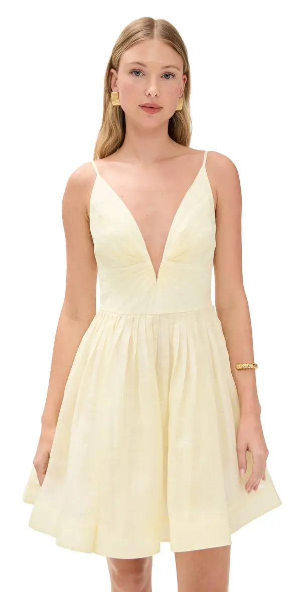 Zimmermann Illuminate V-neck Mini Dress - Lemon
