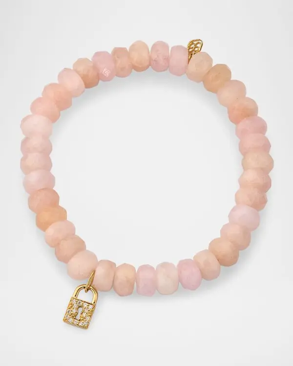 SYDNEY EVAN Medium Pave Keyhole Charm And Bead Bracelet