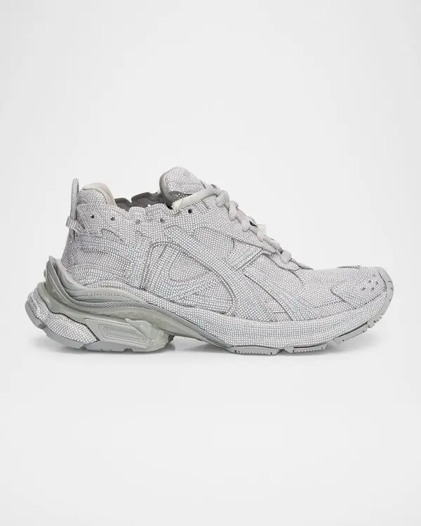 Balenciaga Runner Rhinestone-embellished Sneakers - 1800 Crystal
