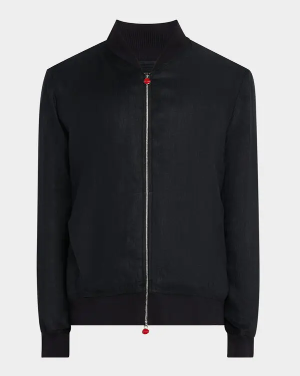 Kiton Solid Linen Blouson Jacket