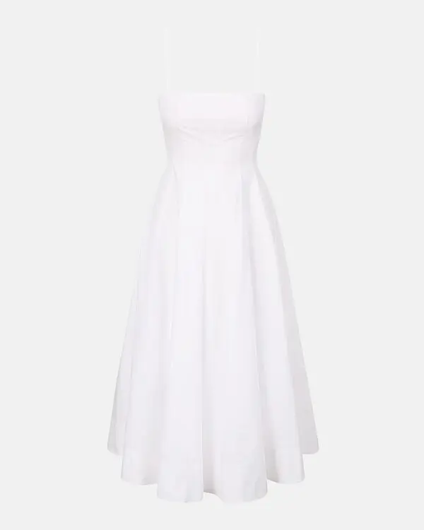 Staud Wylie Paneled Midi Dress - White
