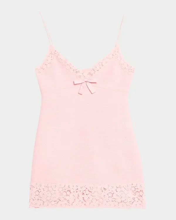 LoveShackFancy Meva Lace-trimmed Tweed Mini Dress
