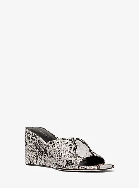 Michael Kors Merriam Snake Embossed Wedge Sandal