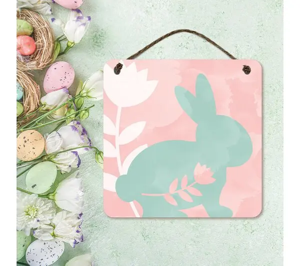 COURTSIDE MARKET Bunny Silhouette I 15x15 Artbo Ard With Twine