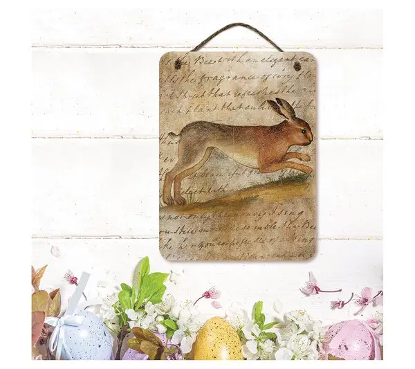 COURTSIDE MARKET Vintage Rabbit I 12x16 Artboar D With Twine